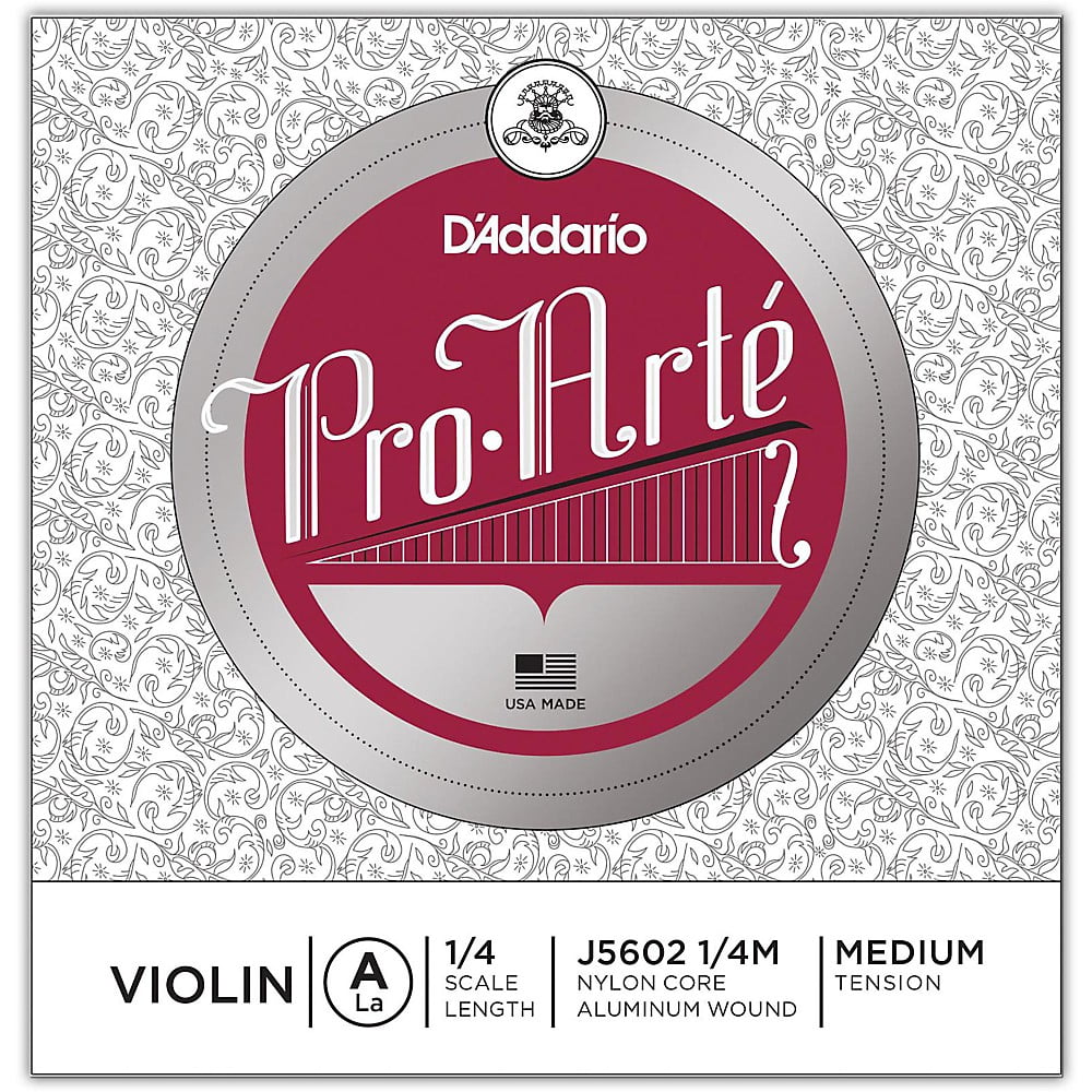 Daddario Pro-Arte Violin Single A String, 1/4 Scale, Medium Tension ...
